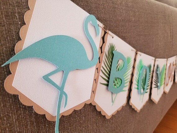Tropical Flamingo Gender Reveal Banner, Tropical Baby Shower, Flamingo ...