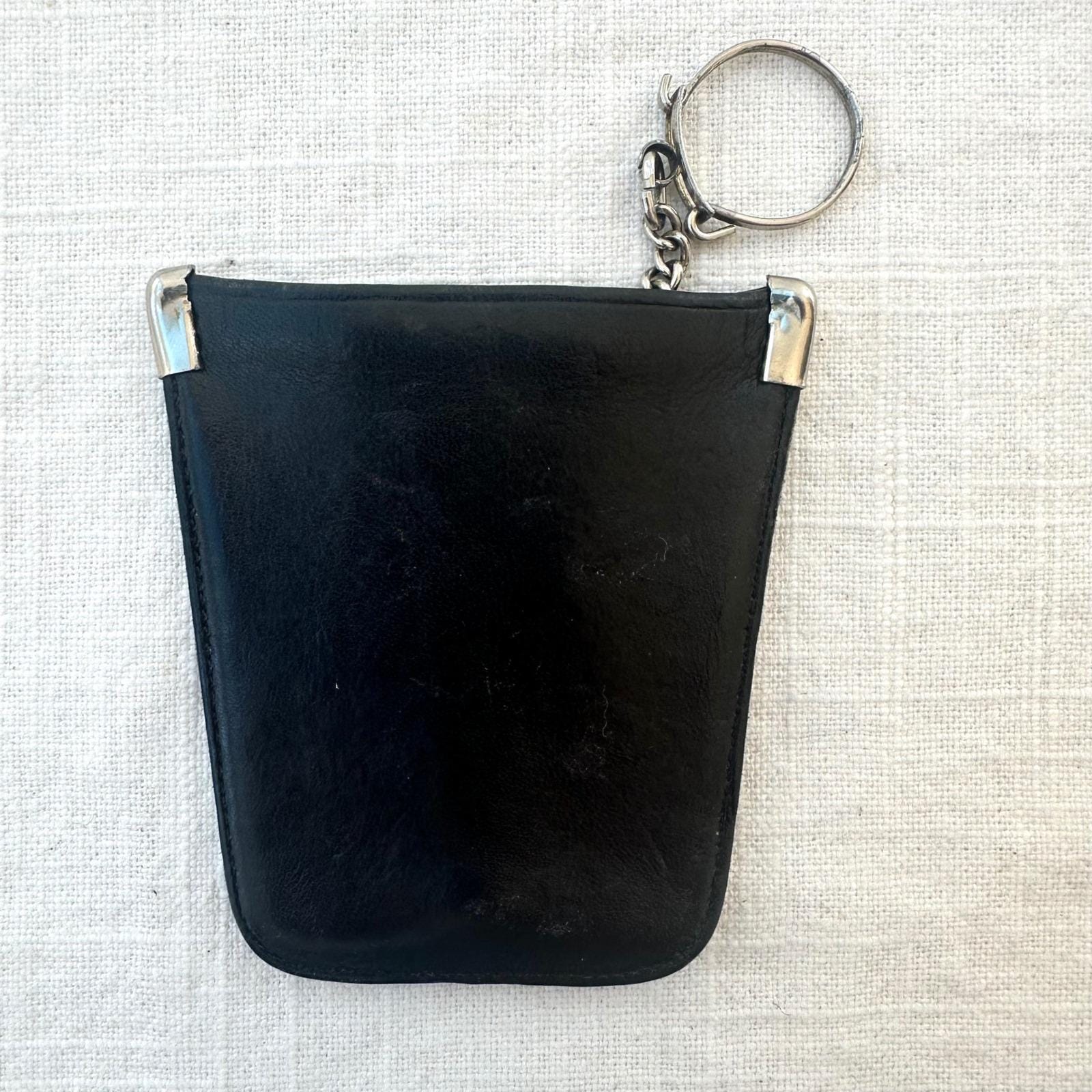 Vintage Coach Leather Keychain Coin Pouch Black Small Bag Holder ...