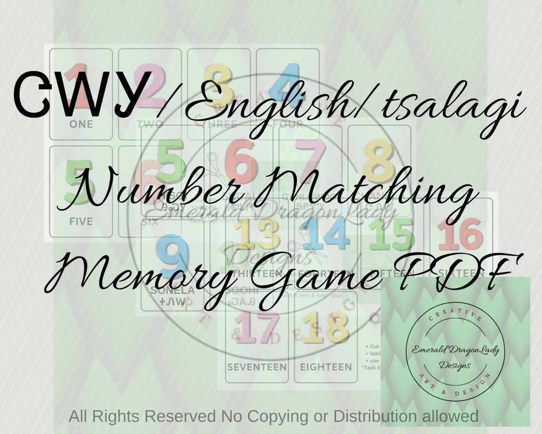 Cherokee Language Number Matching Memory Game Learning Printable PDF - Etsy