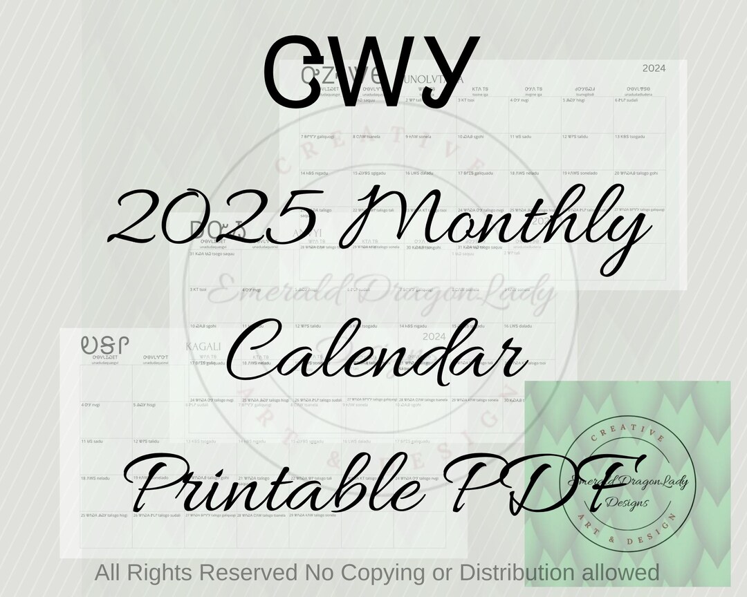 Cherokee 2025 Monthly Calendar Printable PDF - Etsy UK