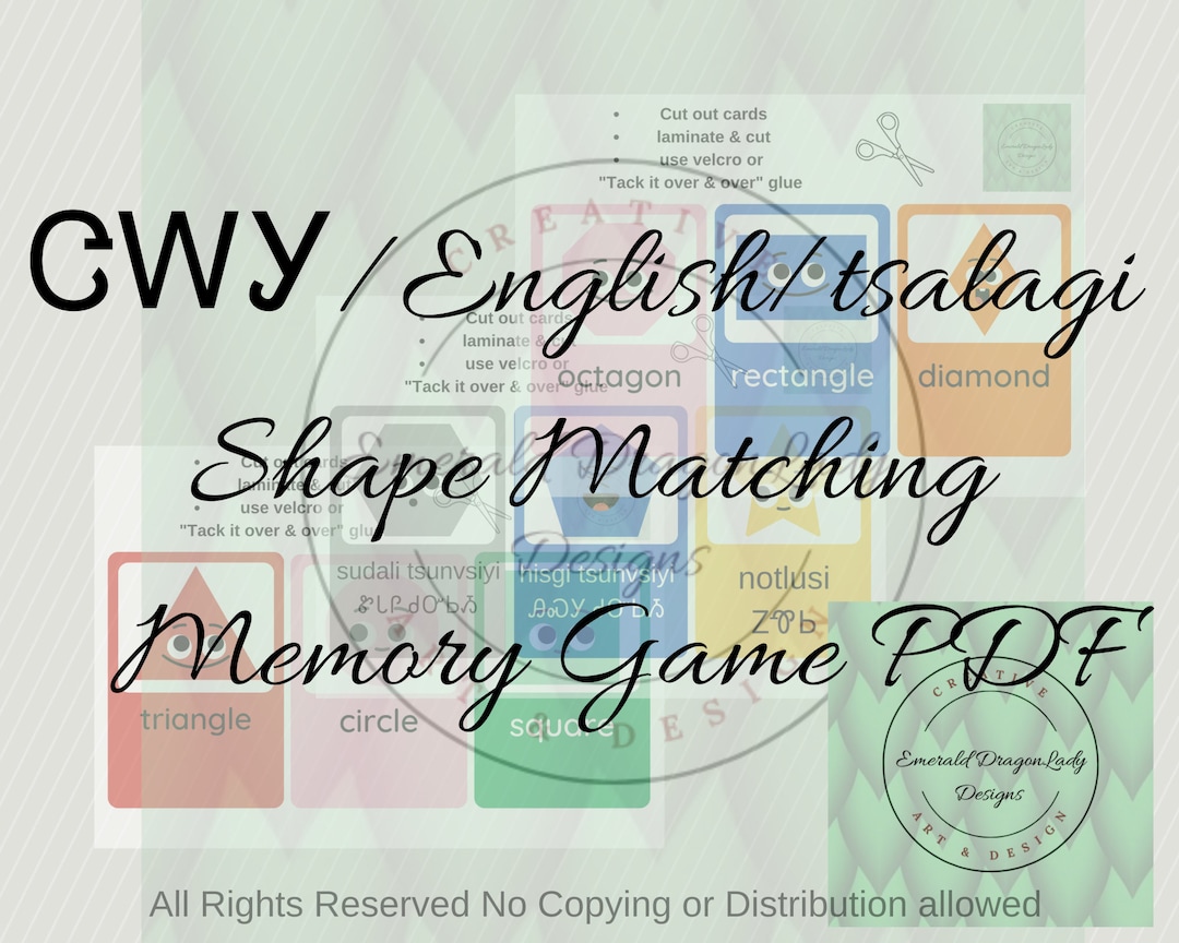 Cherokee Language Shape Matching Memory Game Learning Printable PDF - Etsy