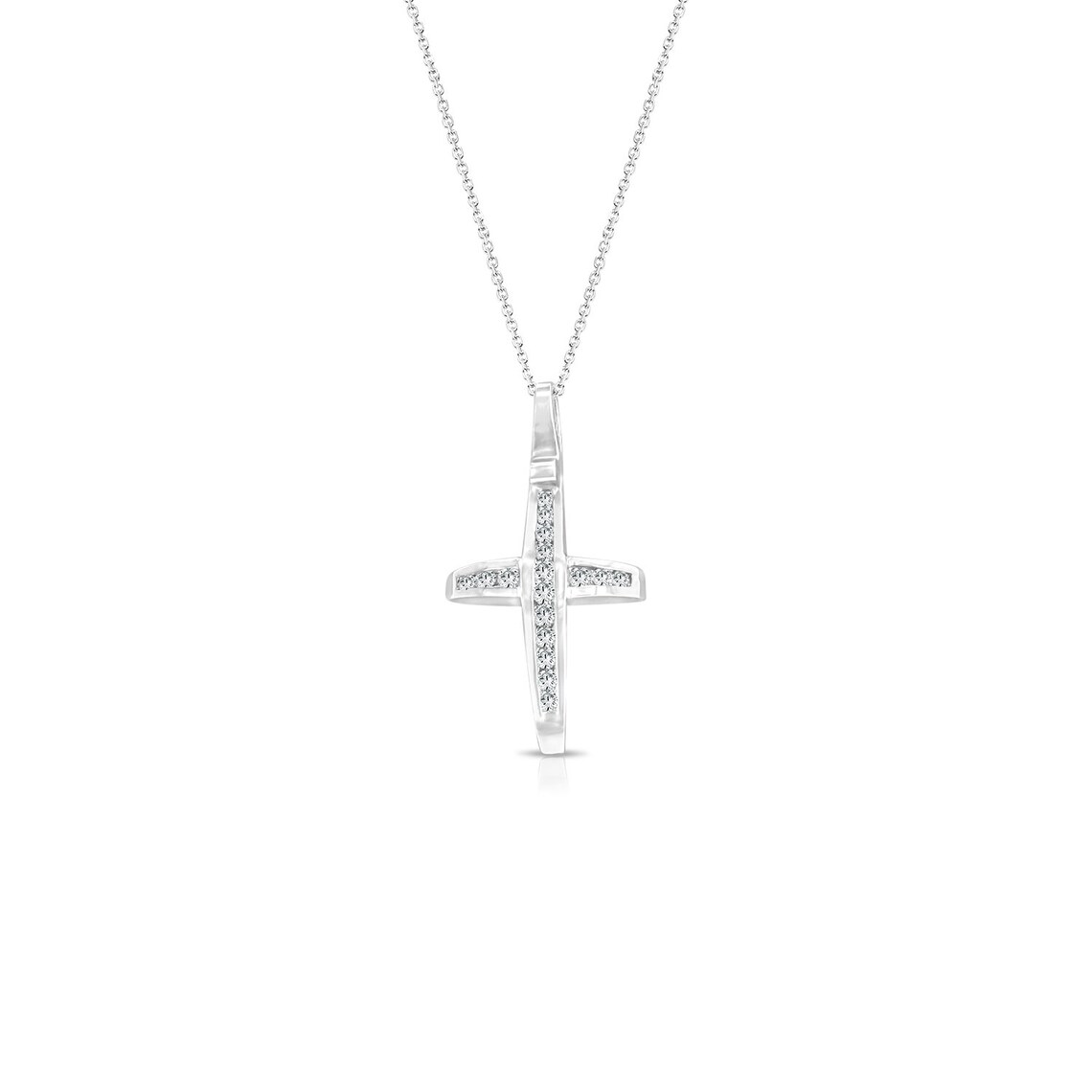 Channel Set Diamond Cross Pendant .54cttw 14k White Gold - Etsy