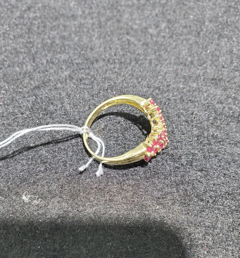 Ruby Cluster V Shaped Ring 14k Yellow Gold Gift for Her | Etsy