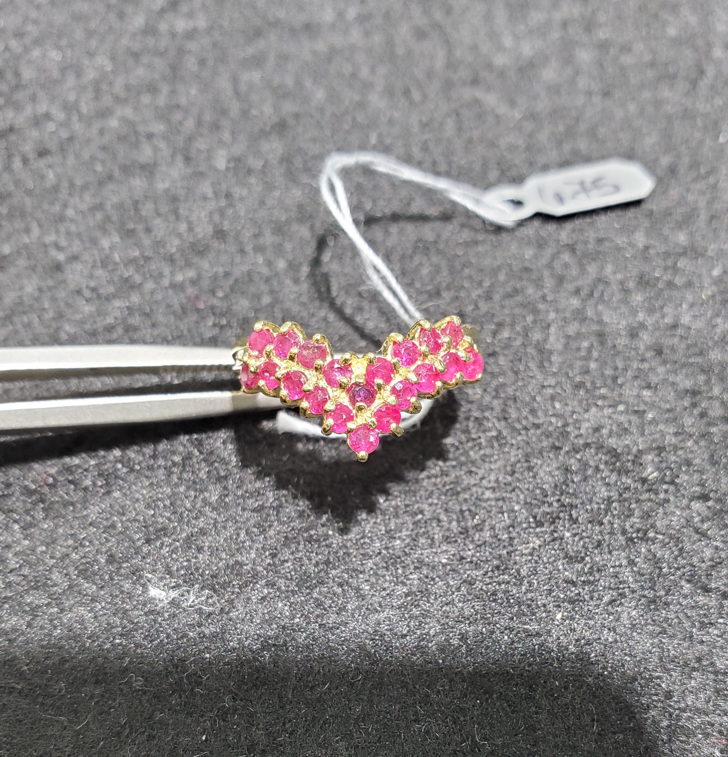 Ruby Cluster V Shaped Ring 14k Yellow Gold Gift for Her | Etsy