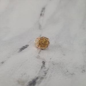 Panda Coin Ring With Pebble Nugget Textured Ring 14k Yellow - Etsy