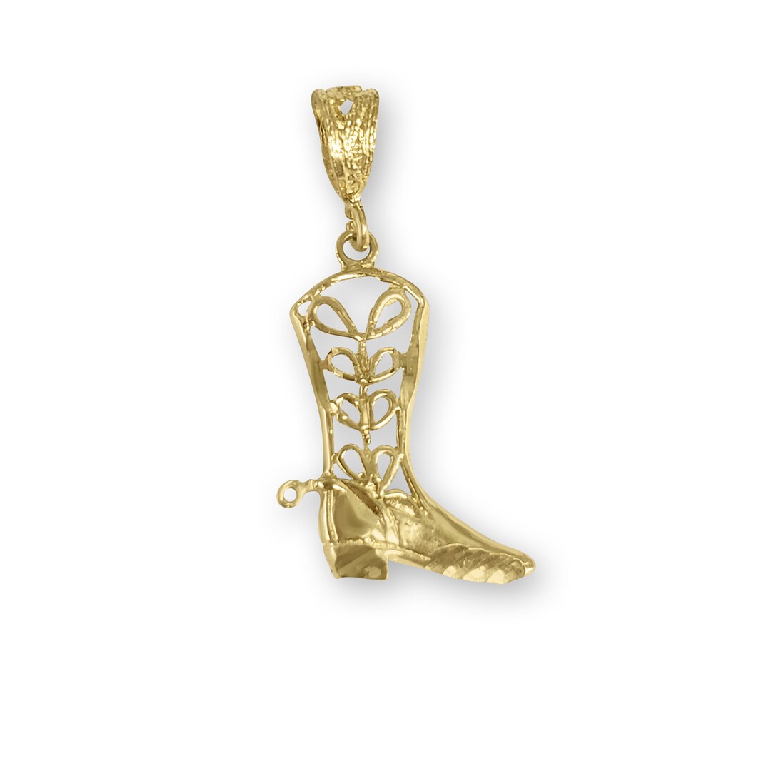 Cowboy Boot W. Diamond Cuts Charm/pendant 14k Gold Cowboy Charms, Gold ...