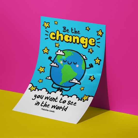 Be the Change A4 A5 Positive Art Print - Etsy