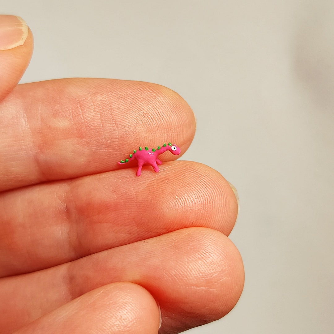 Tiny and Cute Pink Baby Dinosaur Figurine. - Etsy