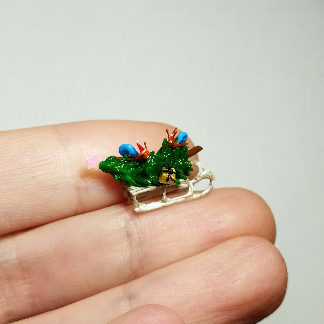 Two Snails on the Christmas Tree and a Sleigh Figurine. - Etsy