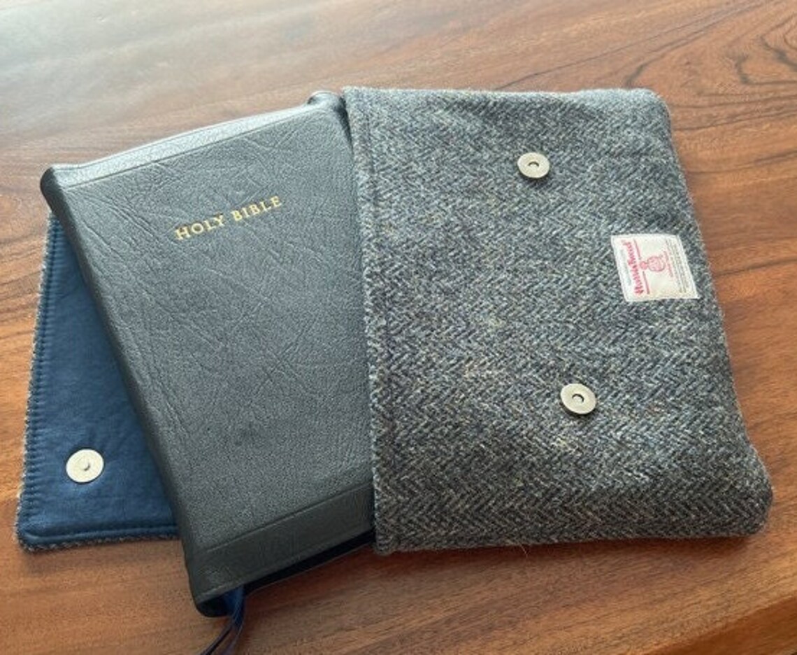 Harris Tweed Bible Cover Grey Brown and Black Colour - Etsy