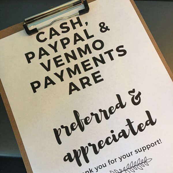 Cash is Preffered Sign - Etsy