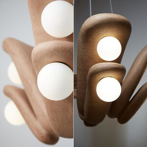 Clay Pendant Light, Handmade Ceramic Chandelier With Organic Sculptural ...