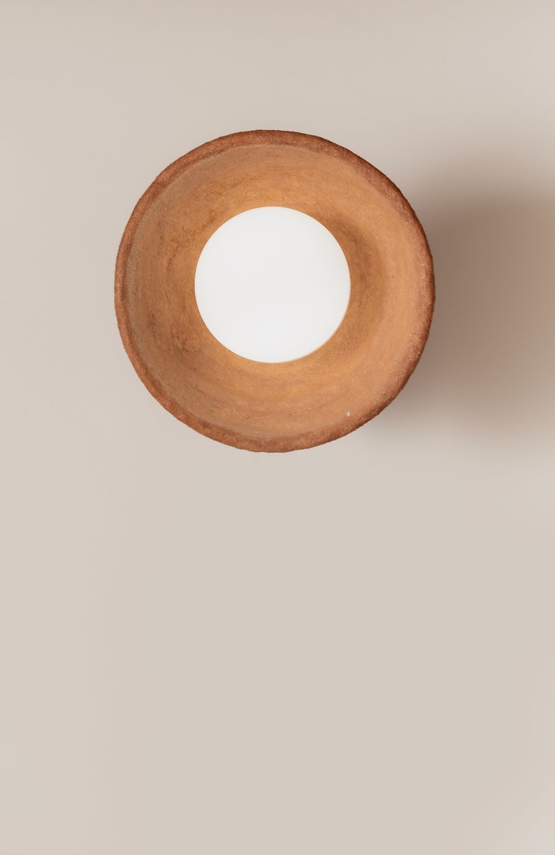 Clay Round Wall Sconce – Ceramic LED Light, Bedroom Lighting (25 Cm) - Etsy
