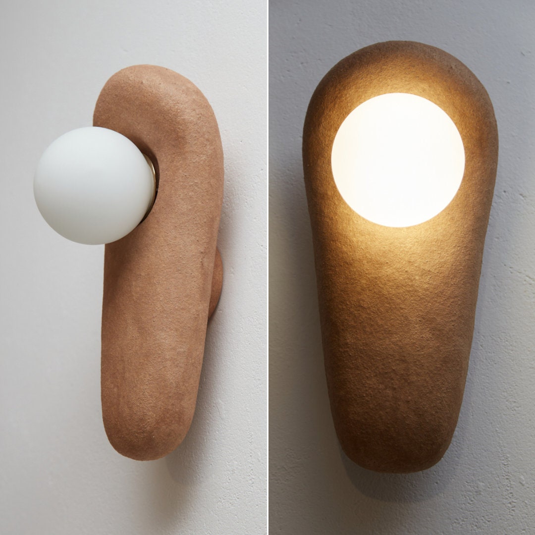 Clay Wall Sconce, Handmade Ceramic Wall Light With Organic Sculptural ...