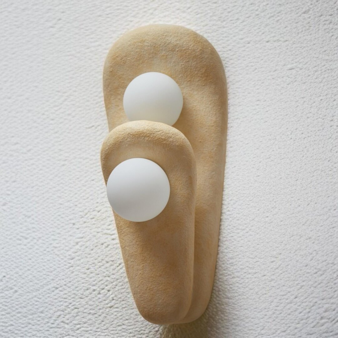 Large Clay Wall Sconce, Japandi Ceramic Light, Modern Wabi Sabi Accent ...