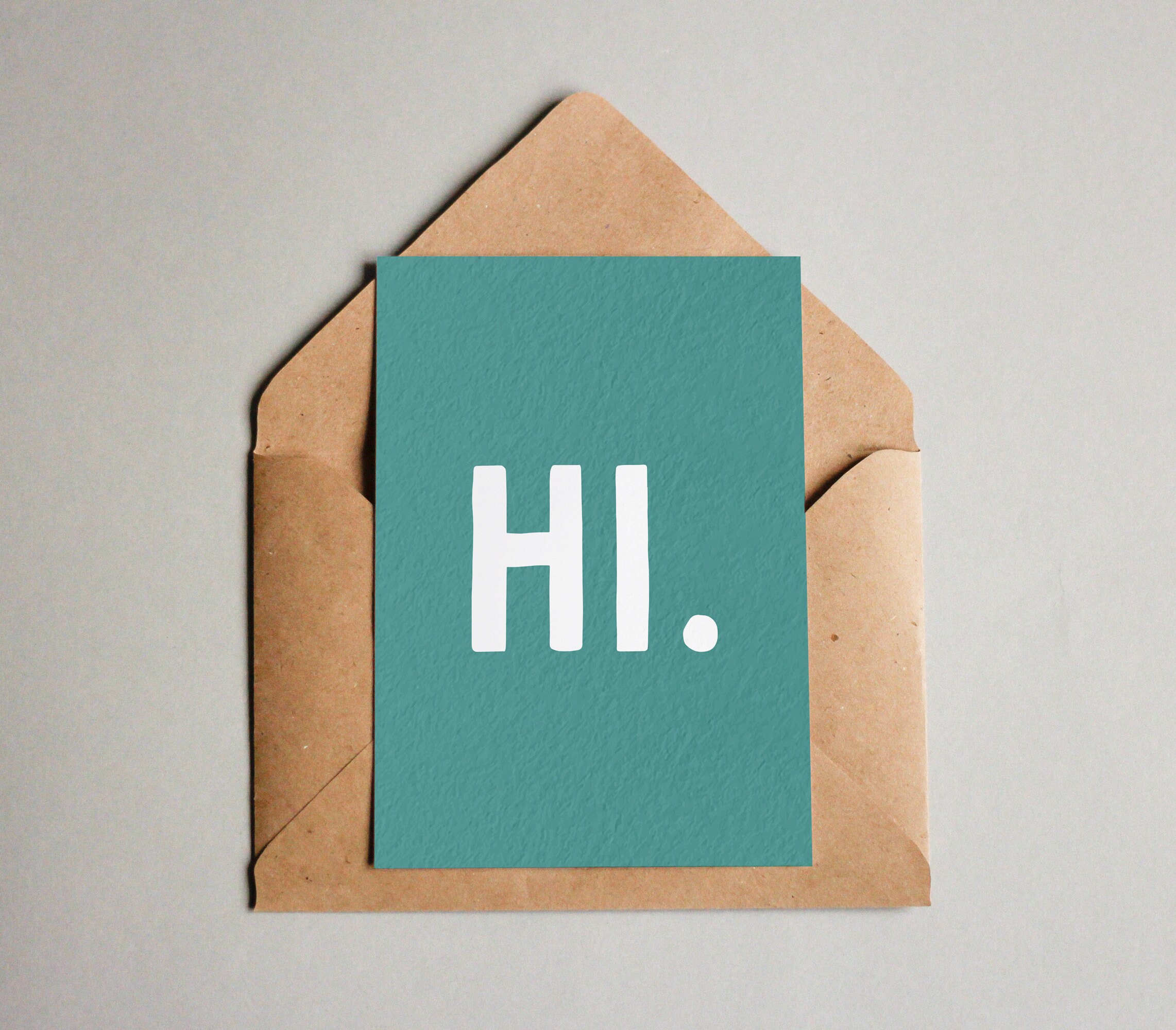 Hi ~ A6 Turquoise Textured Card ~ Hello Cute Father's Day Dad Mum ...