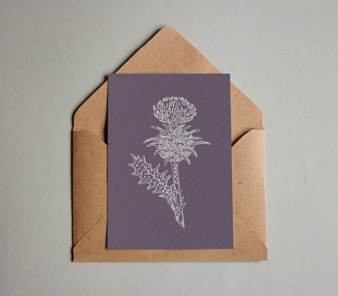 Scottish Thistle ~ A6 Textured Blank Greeting Card Purple Thistles ...