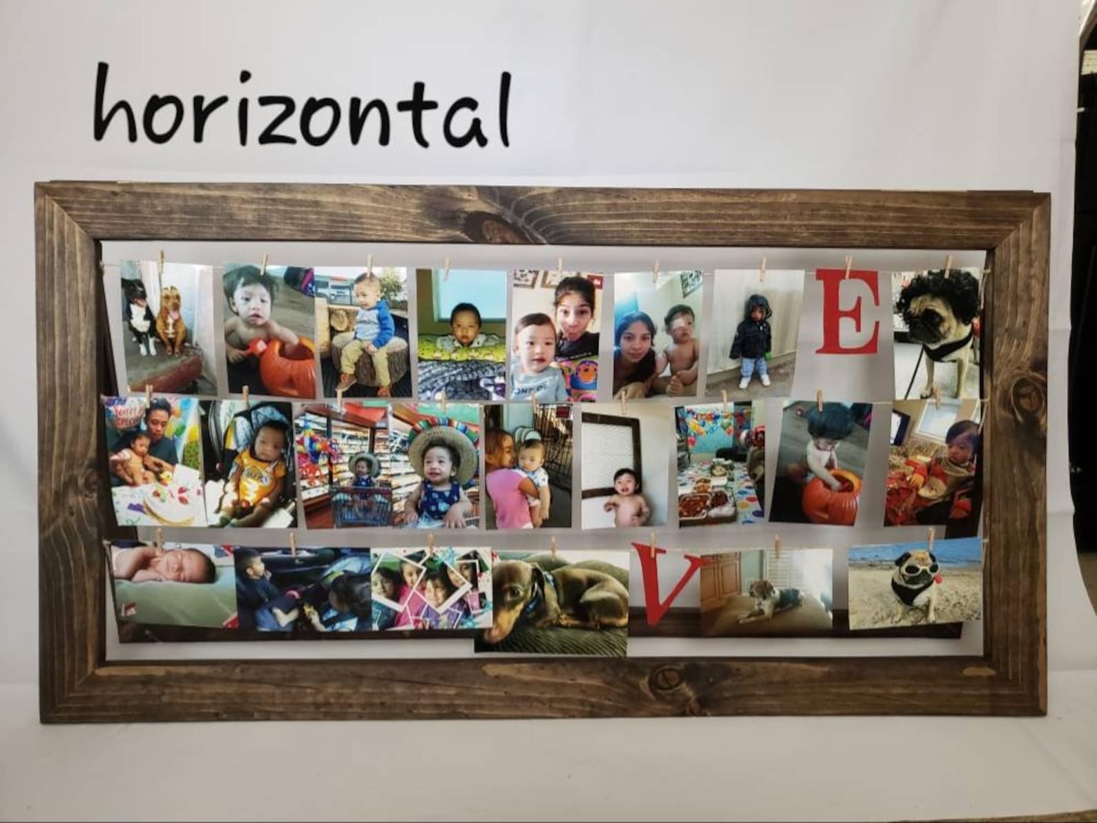 Distressed Vertical "44x23" Rustic Frame Picture Frame Collage. Photo ...
