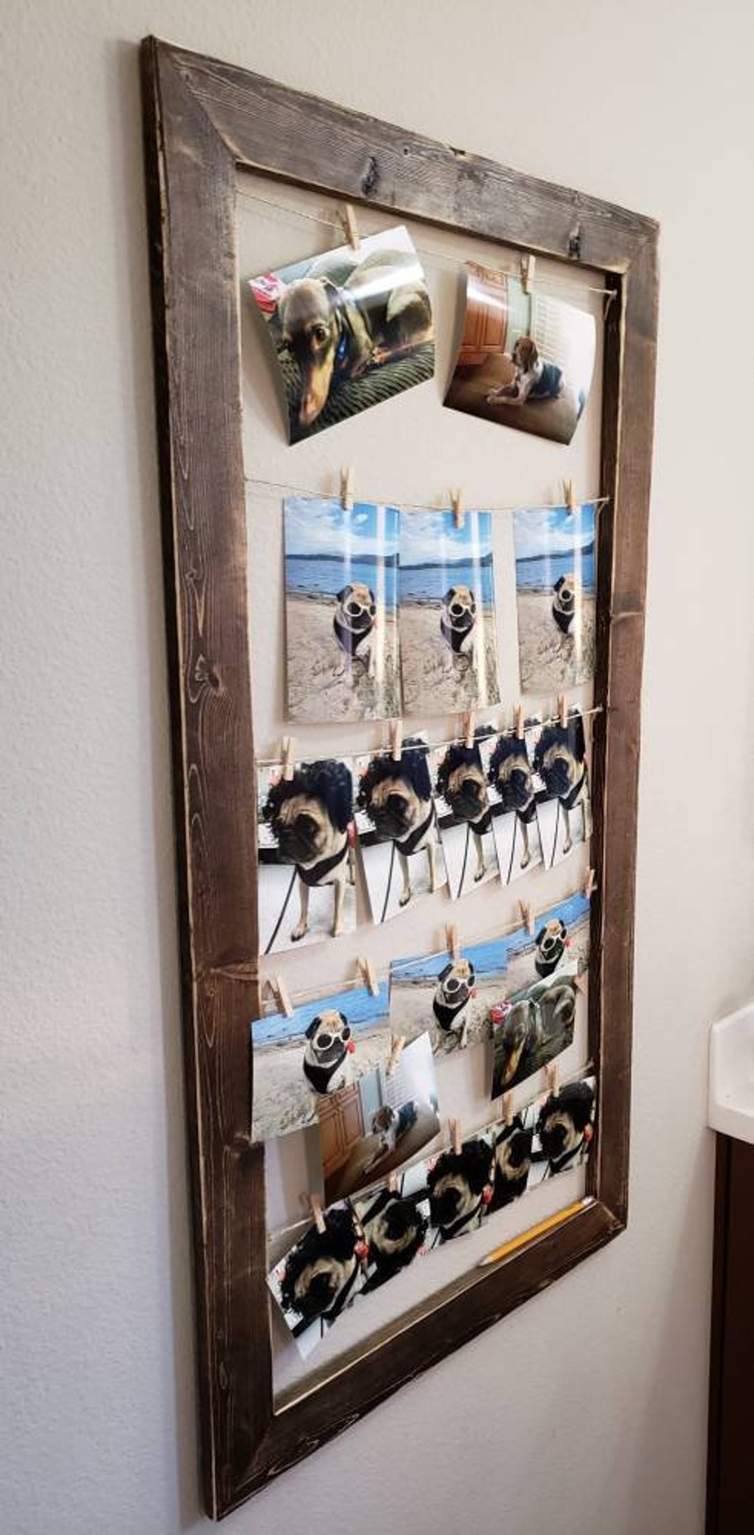 Distressed Vertical "44x23" Rustic Frame Picture Frame Collage. Photo ...