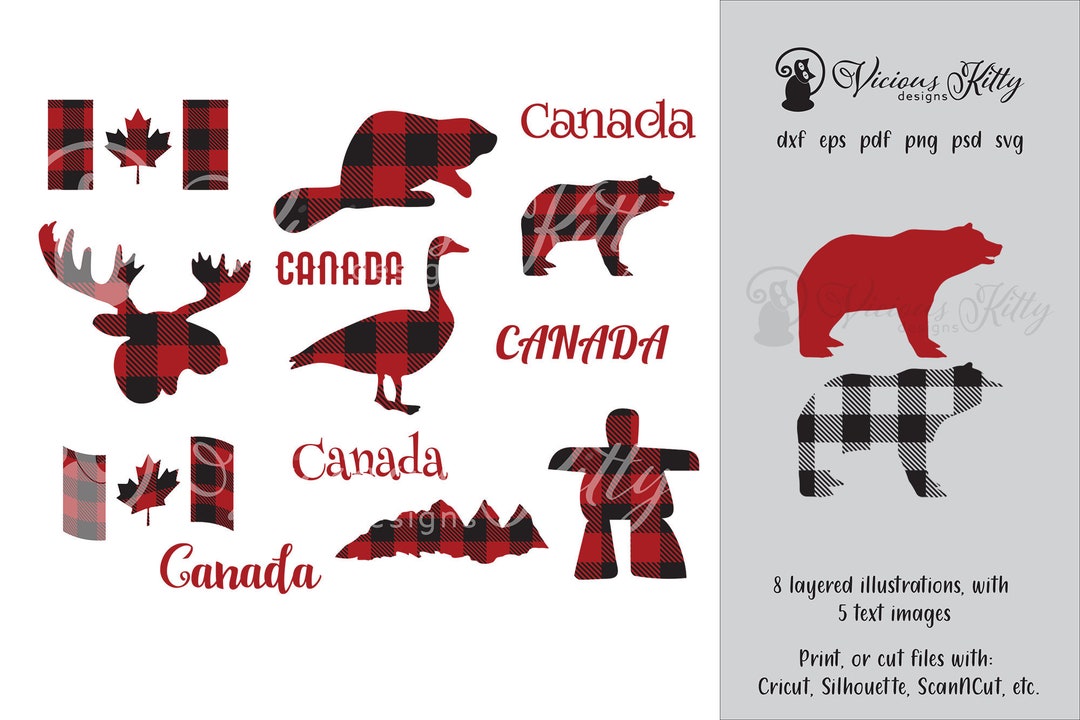 Canada Svg, Layered Buffalo Plaid Symbol Bundle, Moose Beaver Flag ...