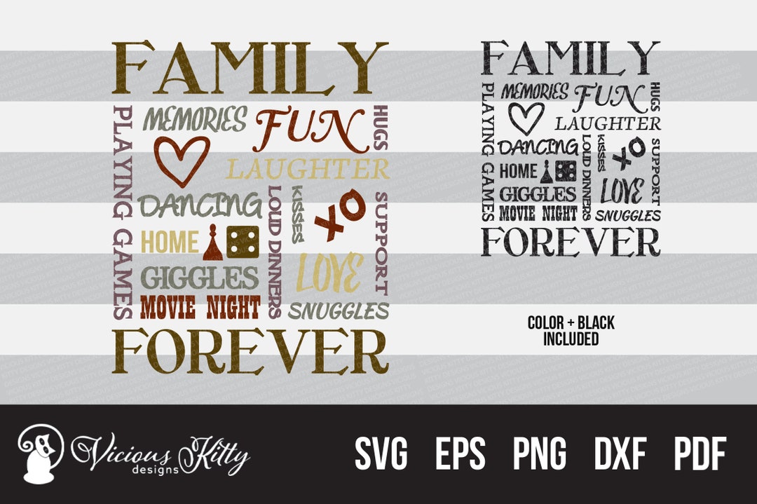 Family Saying Svg, Family Forever, Family Subway Art, Collage, Love ...