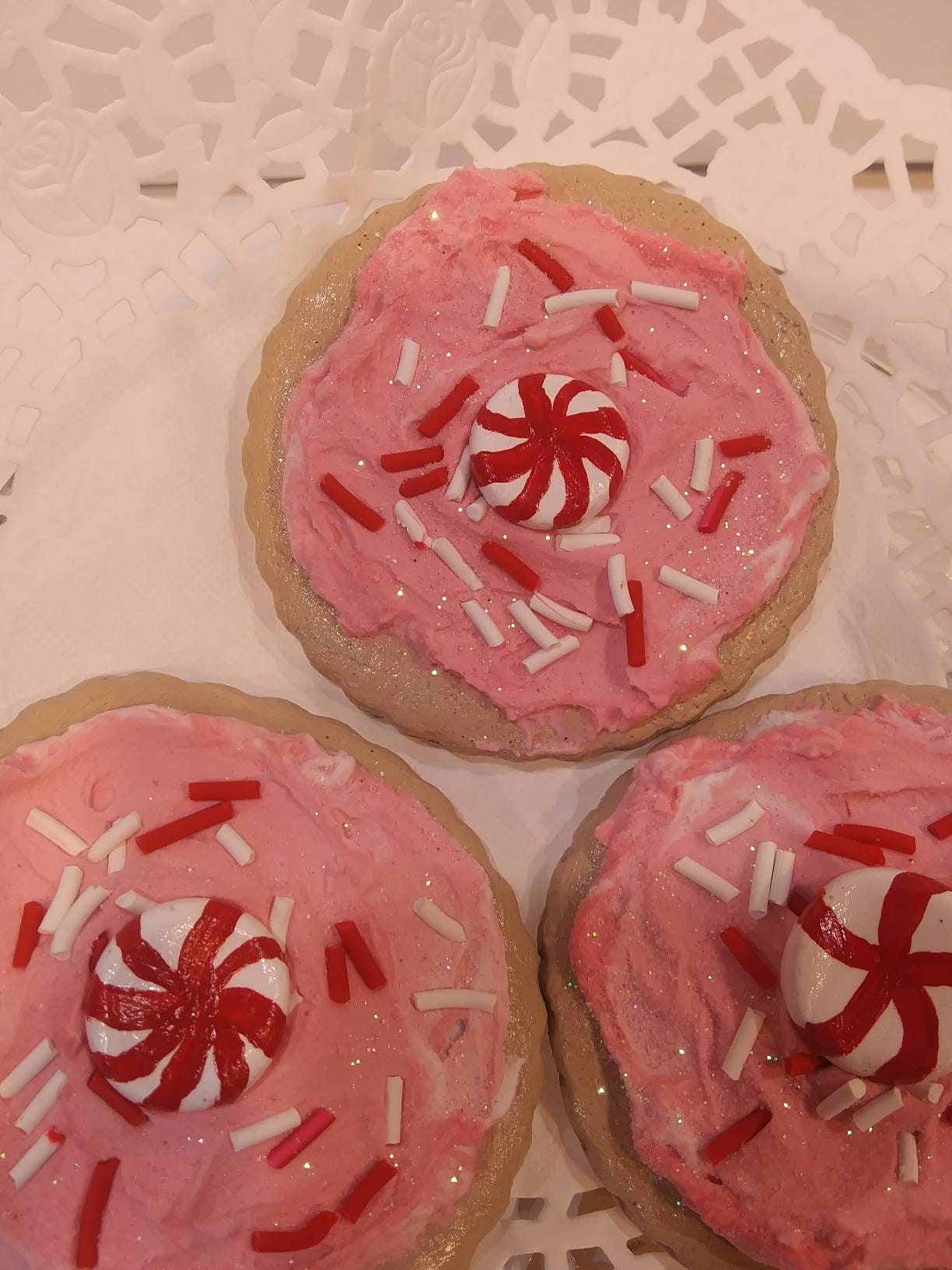 Faux peppermint sugar cookie photo prop cookies for santa | Etsy