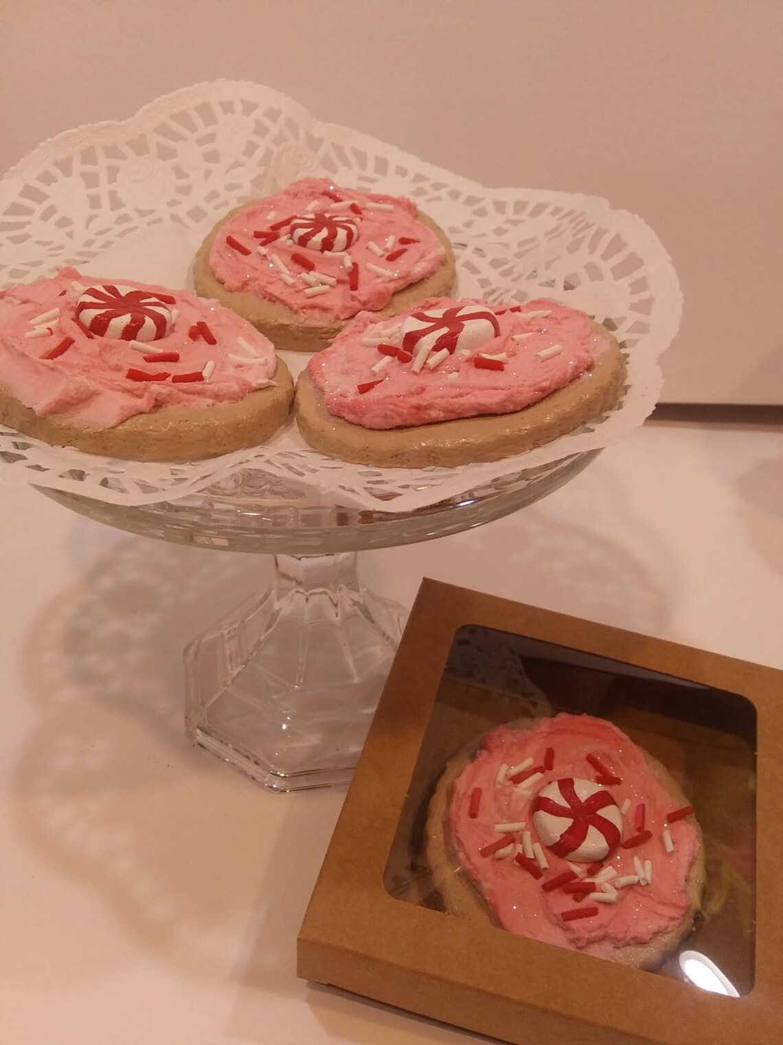 Faux peppermint sugar cookie photo prop cookies for santa | Etsy