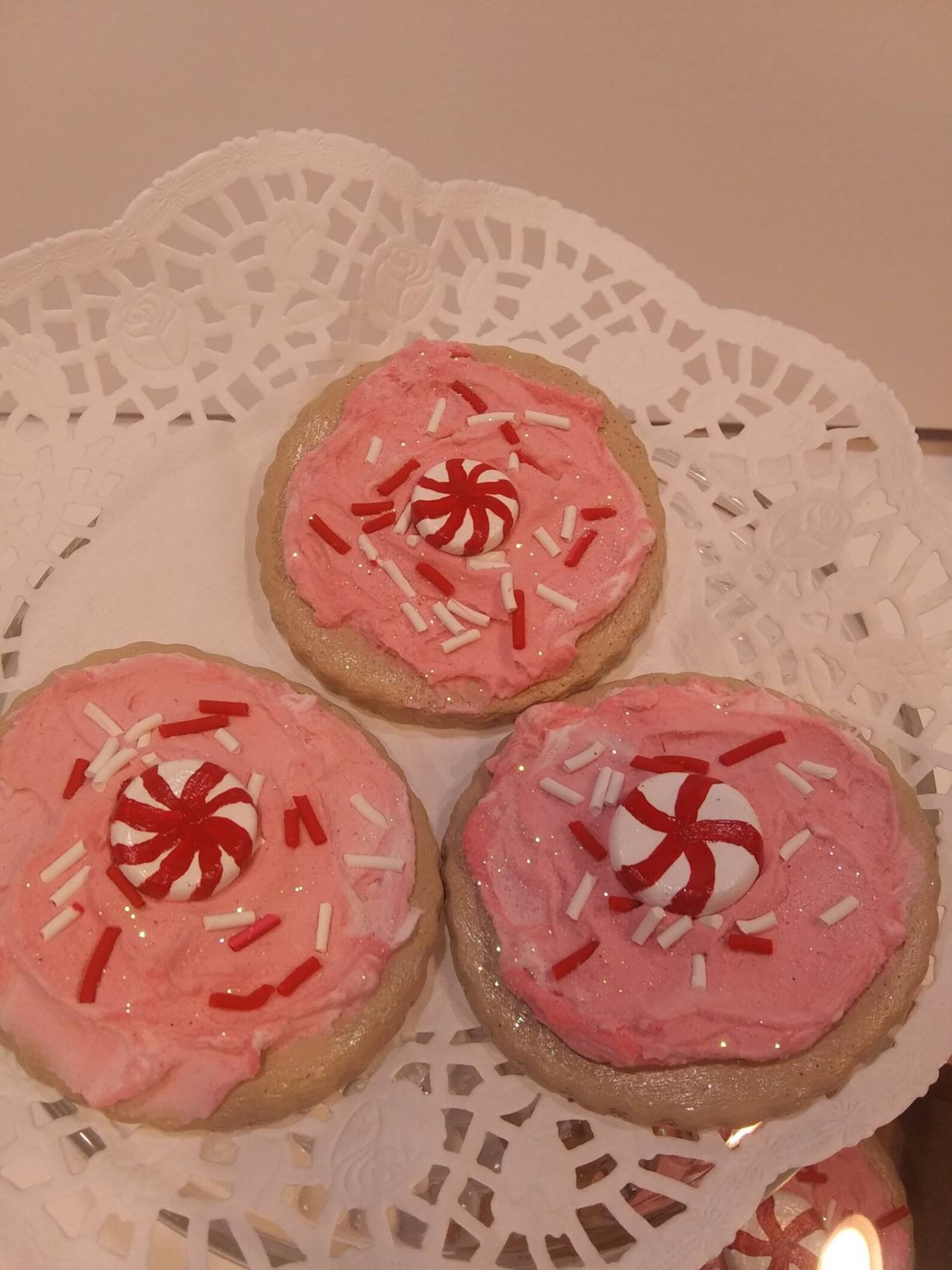 Faux peppermint sugar cookie photo prop cookies for santa | Etsy