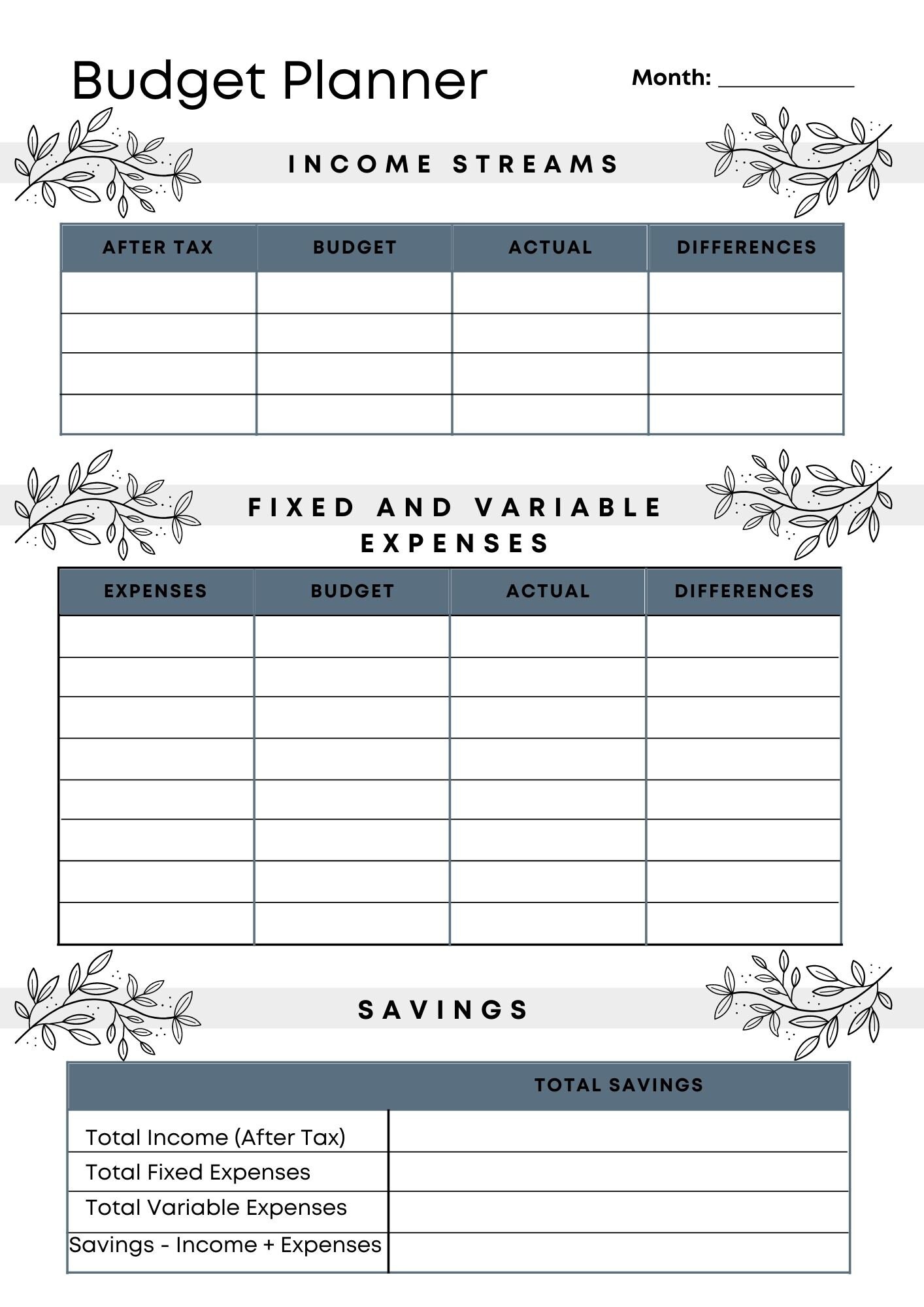 Planner Budget Overview Expense Tracking Instant Download Savings Plan ...