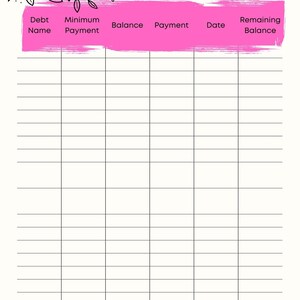 Pink Tracker Yearly Monthly Money Budget Expense Instant - Etsy