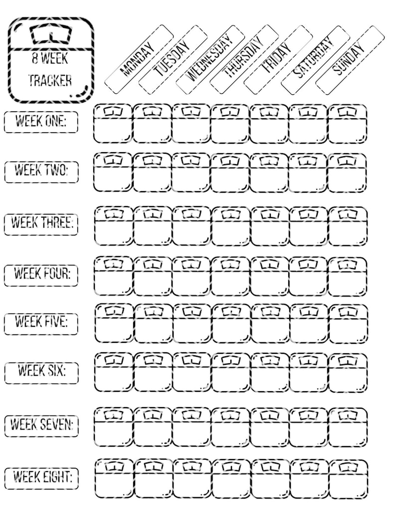 8 Week Tracker Scale Instant Download PDF Download - Etsy
