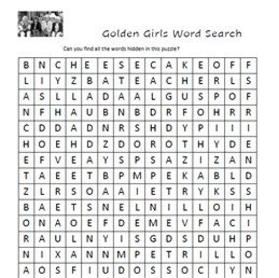 Golden Girls Word Search - Etsy