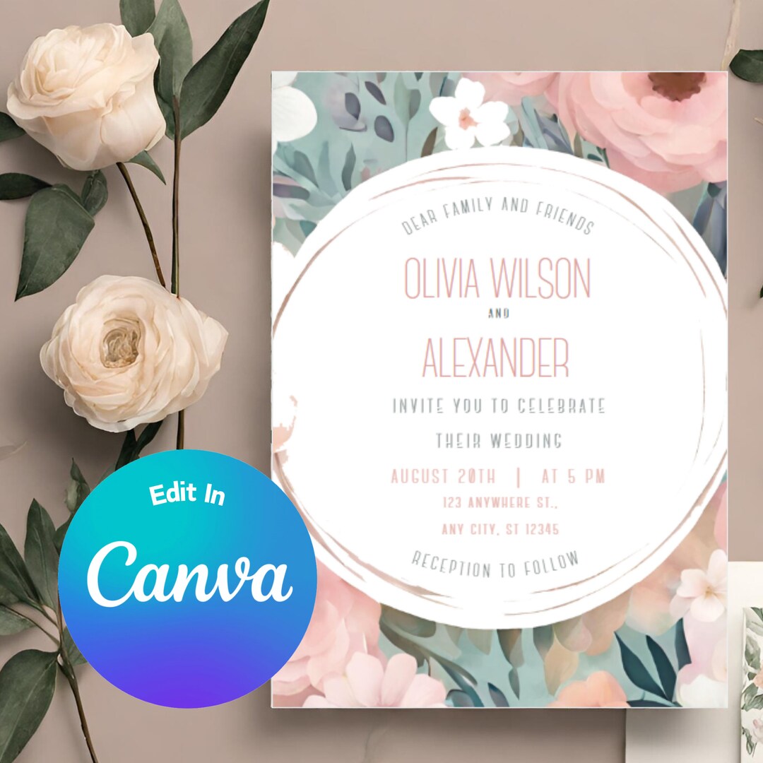 DIY Pastel Floral Wedding Invitation (digital Template) - Editable in ...