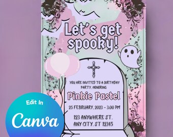 DIY Pastel Goth Birthday Invitation (digital Template) - Editable in ...