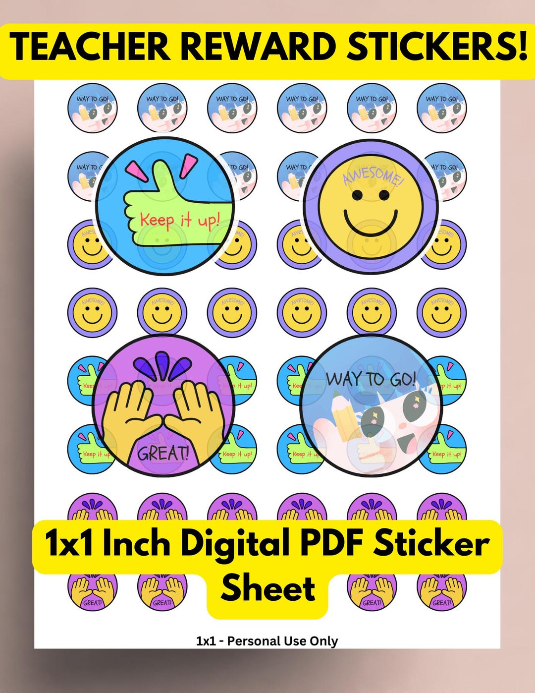 Teacher Reward Stickers (digital PDF File) - Print & Cut - Etsy