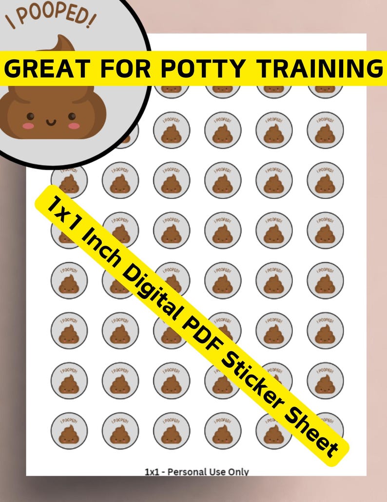 I Pooped! Potty Training Stickers (digital PDF File) - Print & Cut - Etsy