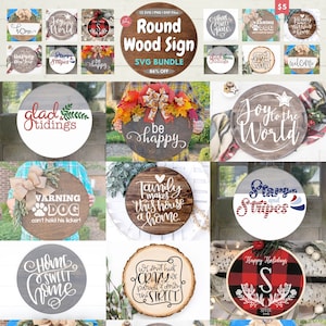 Round Wood Sign SVG Design Bundle | Commercial Use | so Fontsy - Etsy