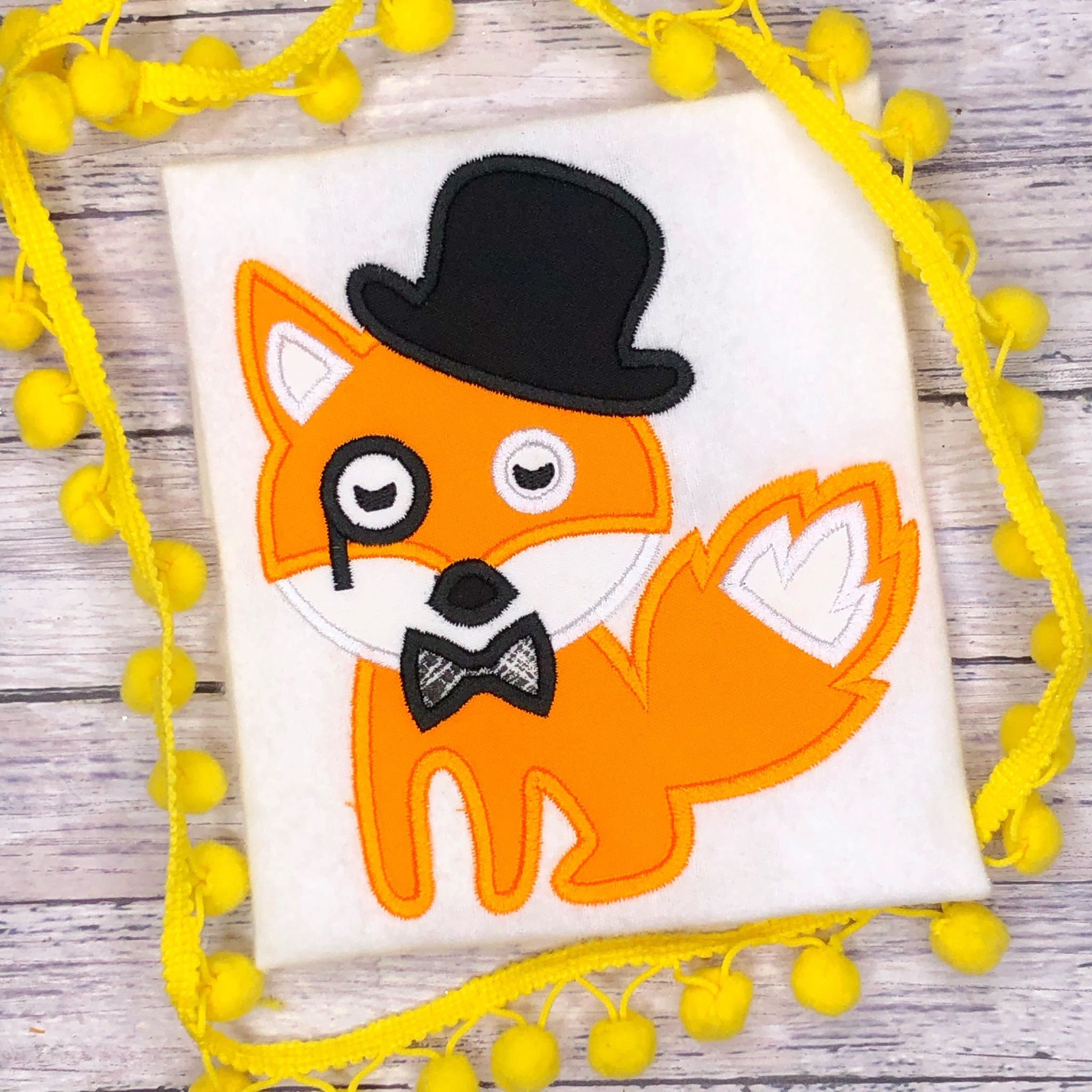 Dapper Fox Applique Machine Embroidery DIGITAL Design so - Etsy