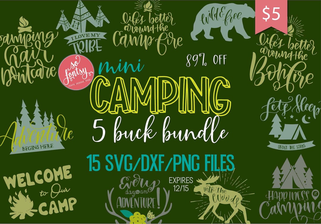 Camping Bundle: 15 SVG Cut Files | Free for Commercial Use - Etsy