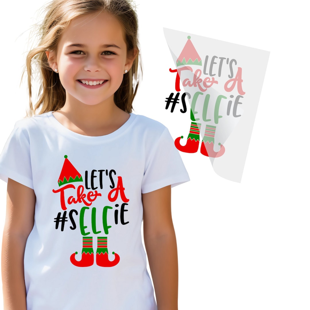Selfie Christmas Elf Iron on Transfer Ready to Press in 15 Seconds T ...