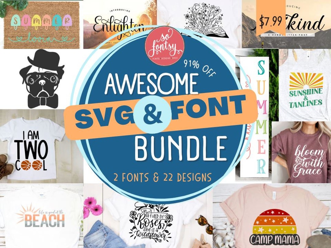 Awesome SVG and Font Bundle - Etsy