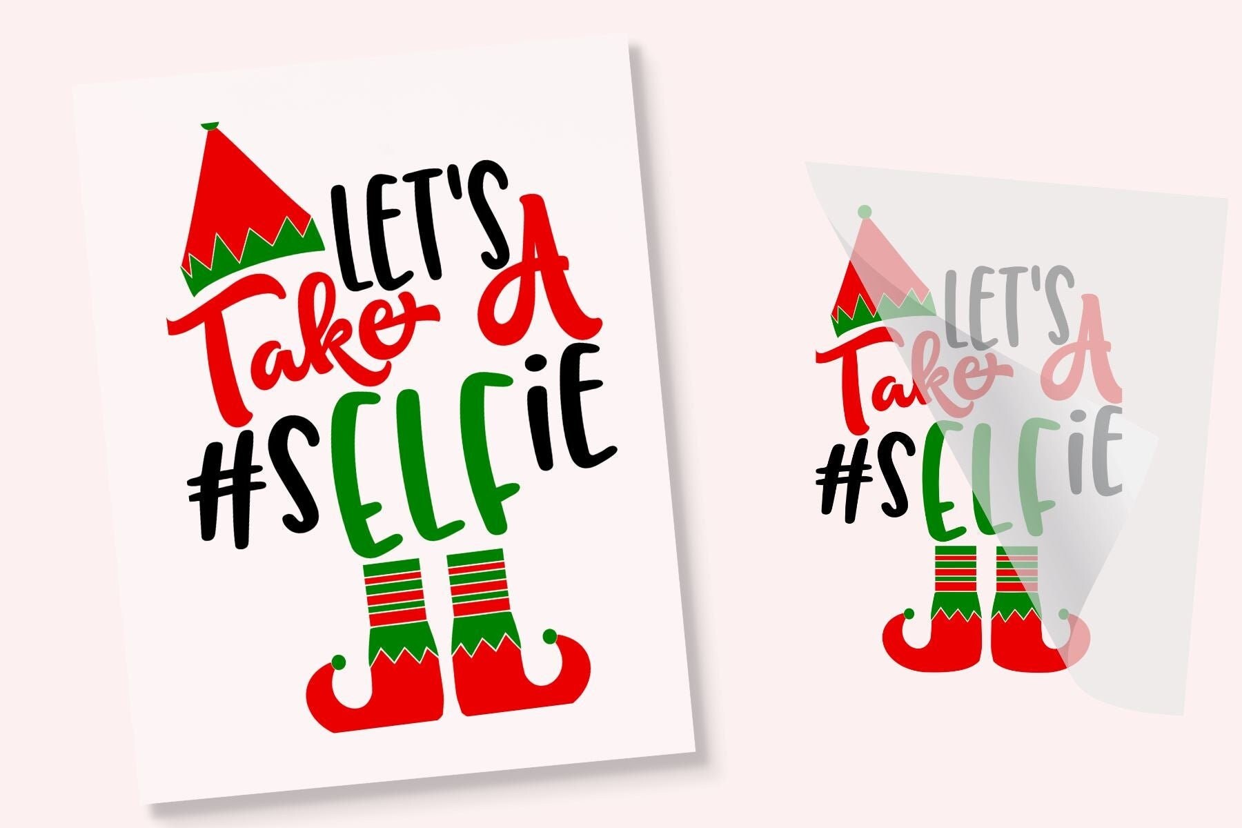 Selfie Christmas Elf Iron on Transfer Ready to Press in 15 Seconds T ...