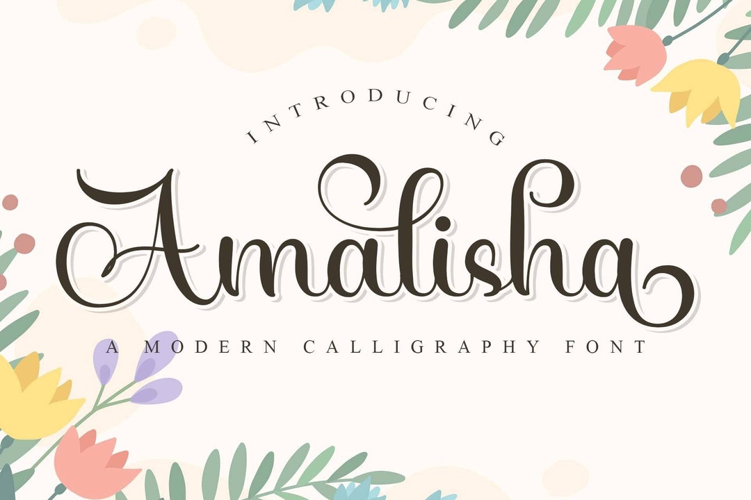 Amalisha Font | Modern Calligraphy Script | Romantic Wedding Typography ...