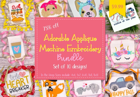 Machine Embroidery Designs Bundle set of 10 Free - Etsy