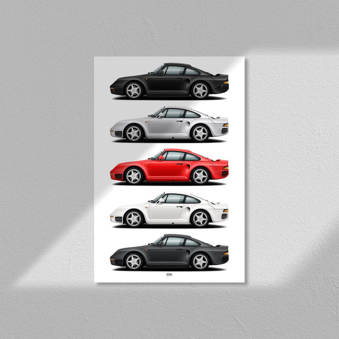 Porsche 959 Colors Poster - Etsy