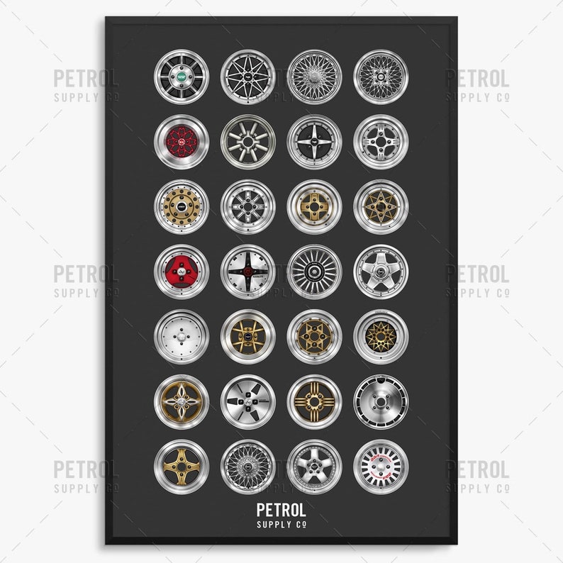 Vintage Wheels Poster Classic Japanese and European Wheels | Etsy