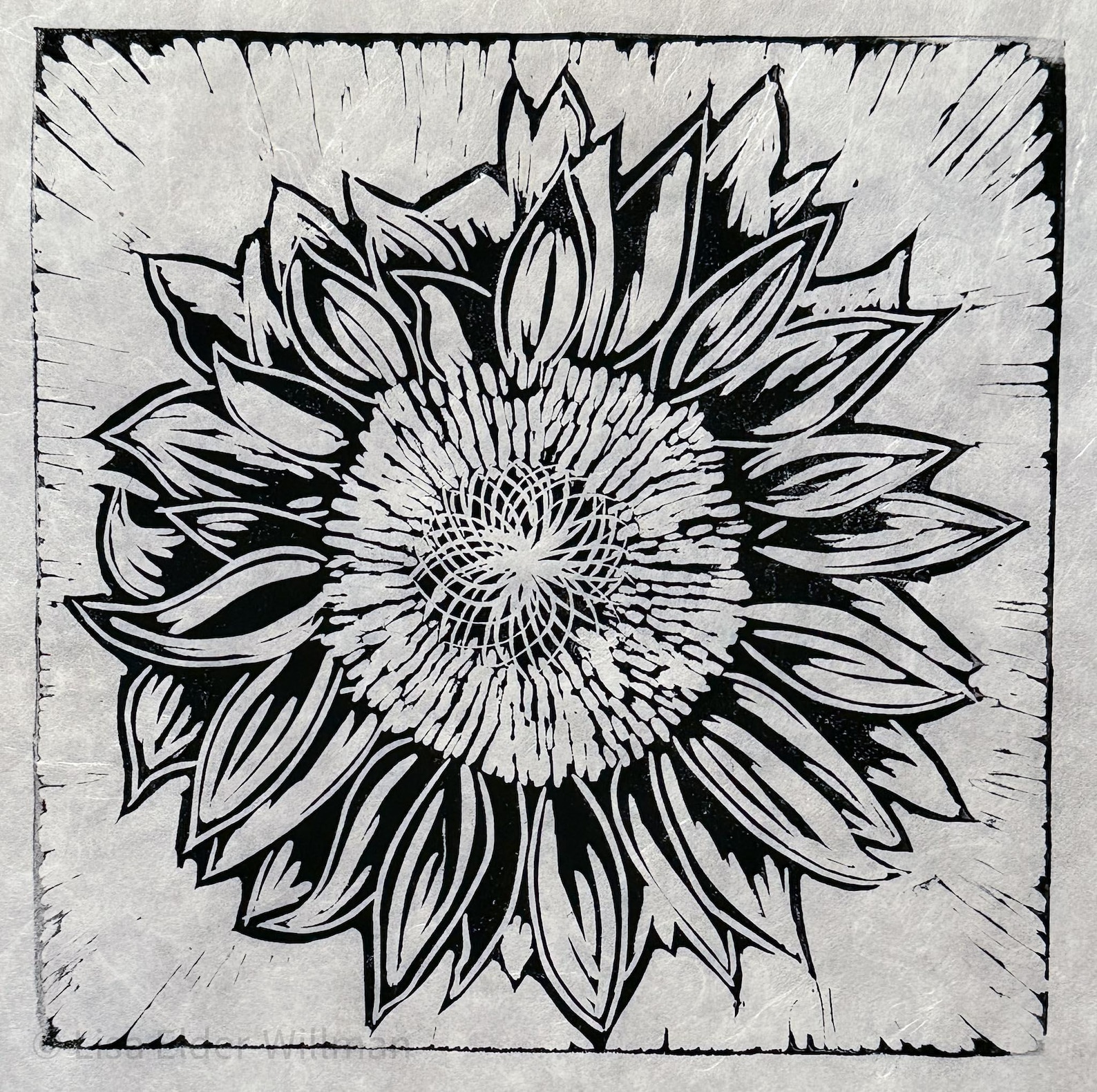 Sunflower Linocut Print - Etsy