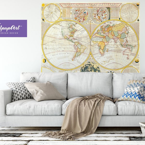 Old World Map Wall Mural - Etsy
