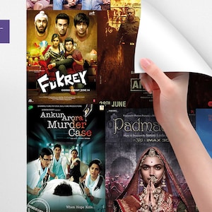 Bollywood Movie Poster Wallpaper: Hindi Cinema Collage, Peel & Stick or ...