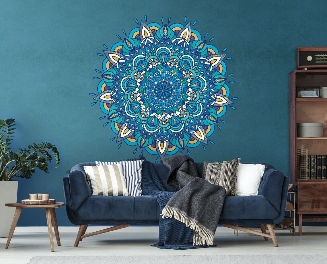 Indian Mandala Wall Mural, Removable Mandala Decal, Self Adhesive Wall ...